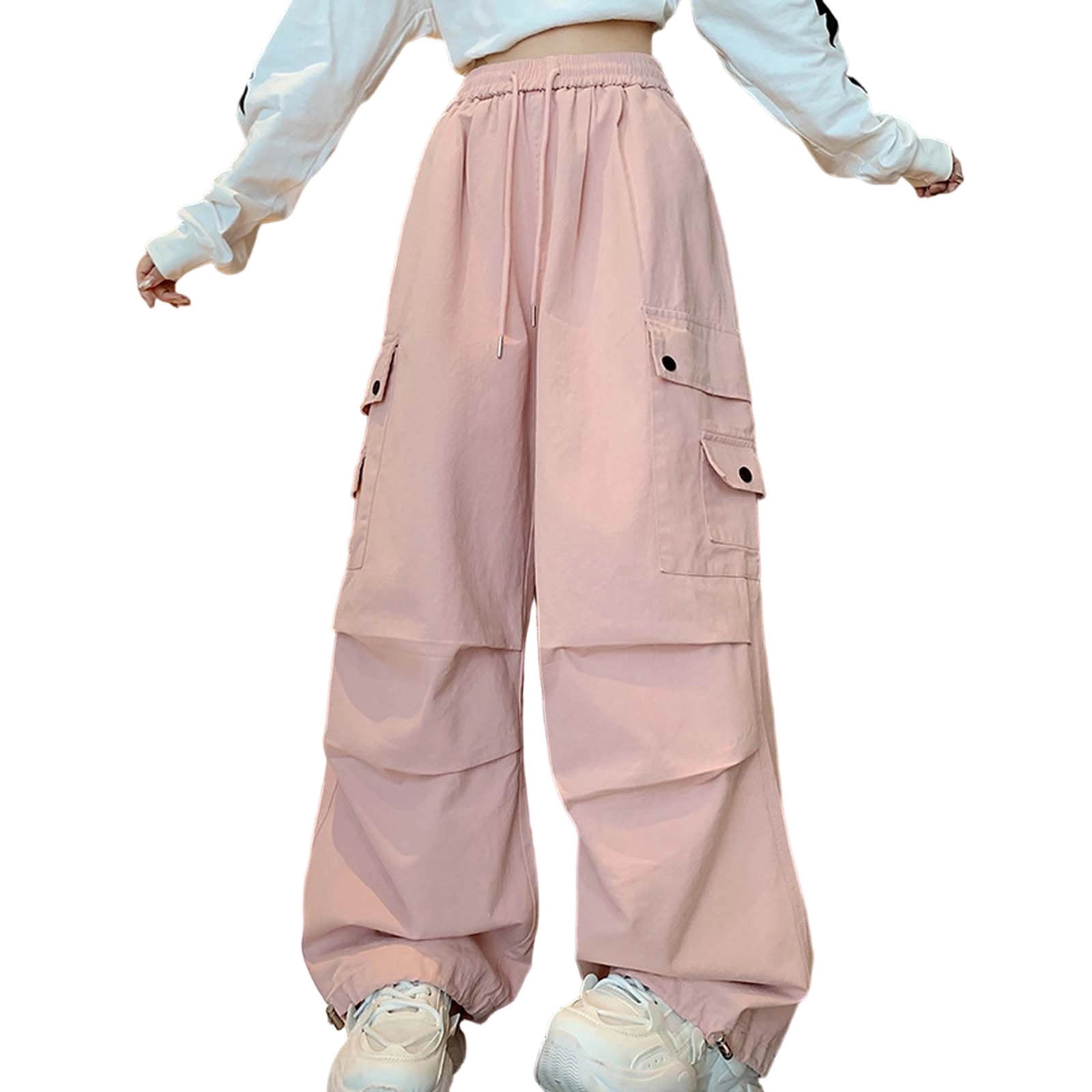 Afdoent Girls Pants Casual Cargo Pants Summer Loose Fit Wide Leg ...