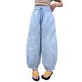 Afdoent Girls Pants Casual Soft Stretch Elastic Waist Comfortable ...
