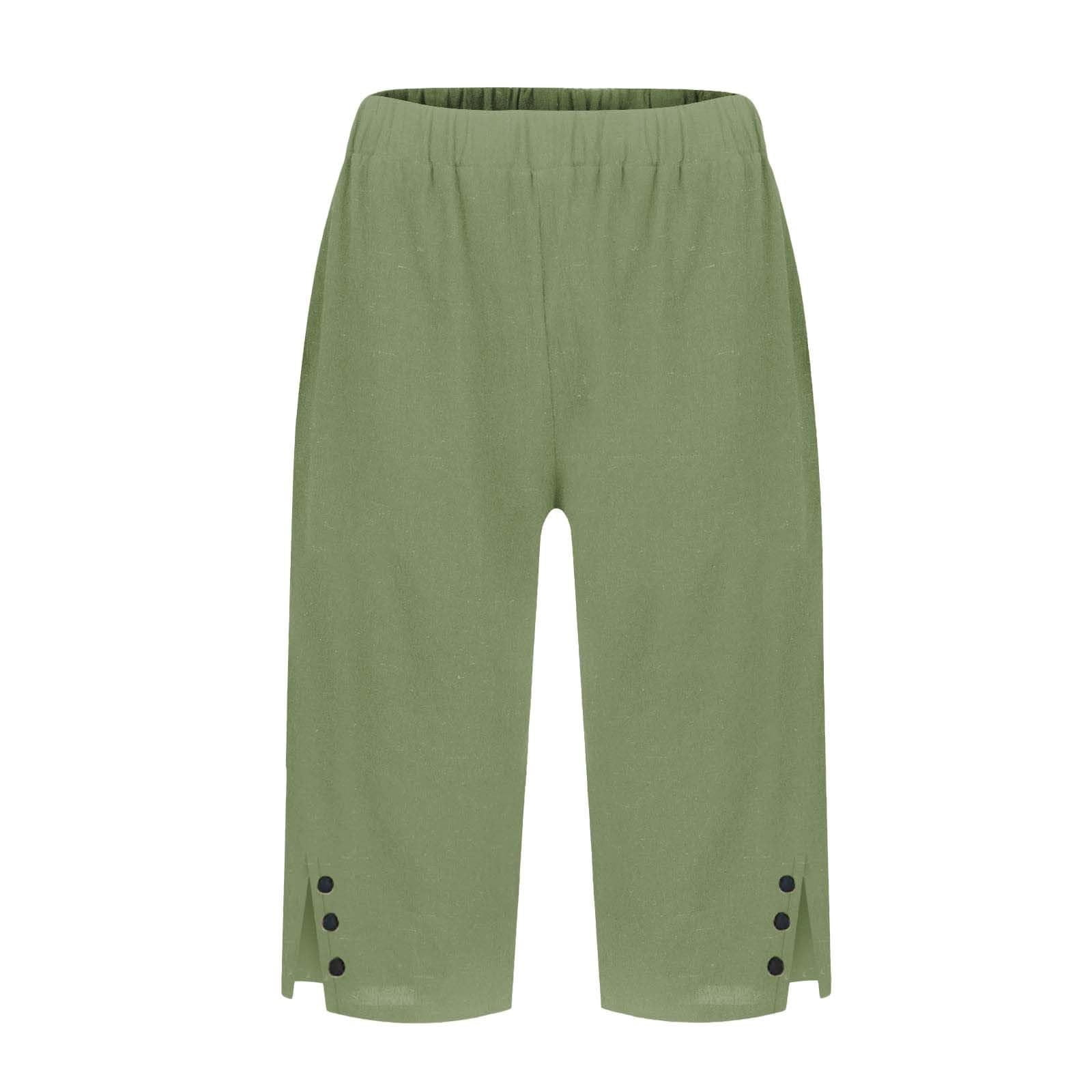 Afdoent Girls Pants Casual Solid Color Split Side Button Detail Elastic ...