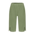 Afdoent Girls Pants Casual Solid Color Split Side Button Detail Elastic ...
