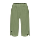Afdoent Girls Pants Casual Solid Color Split Side Button Detail Elastic ...