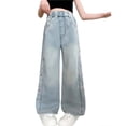 Afdoent Girls Pants Fashion Denim Pants Straight Leg Wide Casual ...