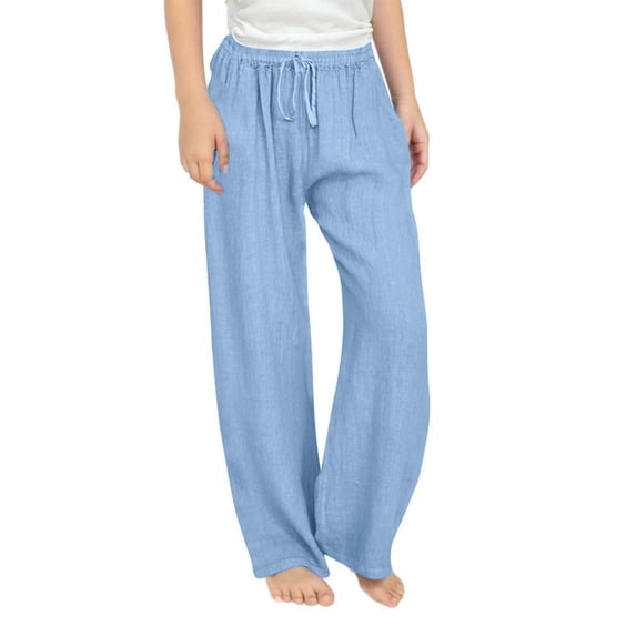 Afdoent Girls Pants High Waist Loose Fit Wide Leg Pants For Big Kids ...