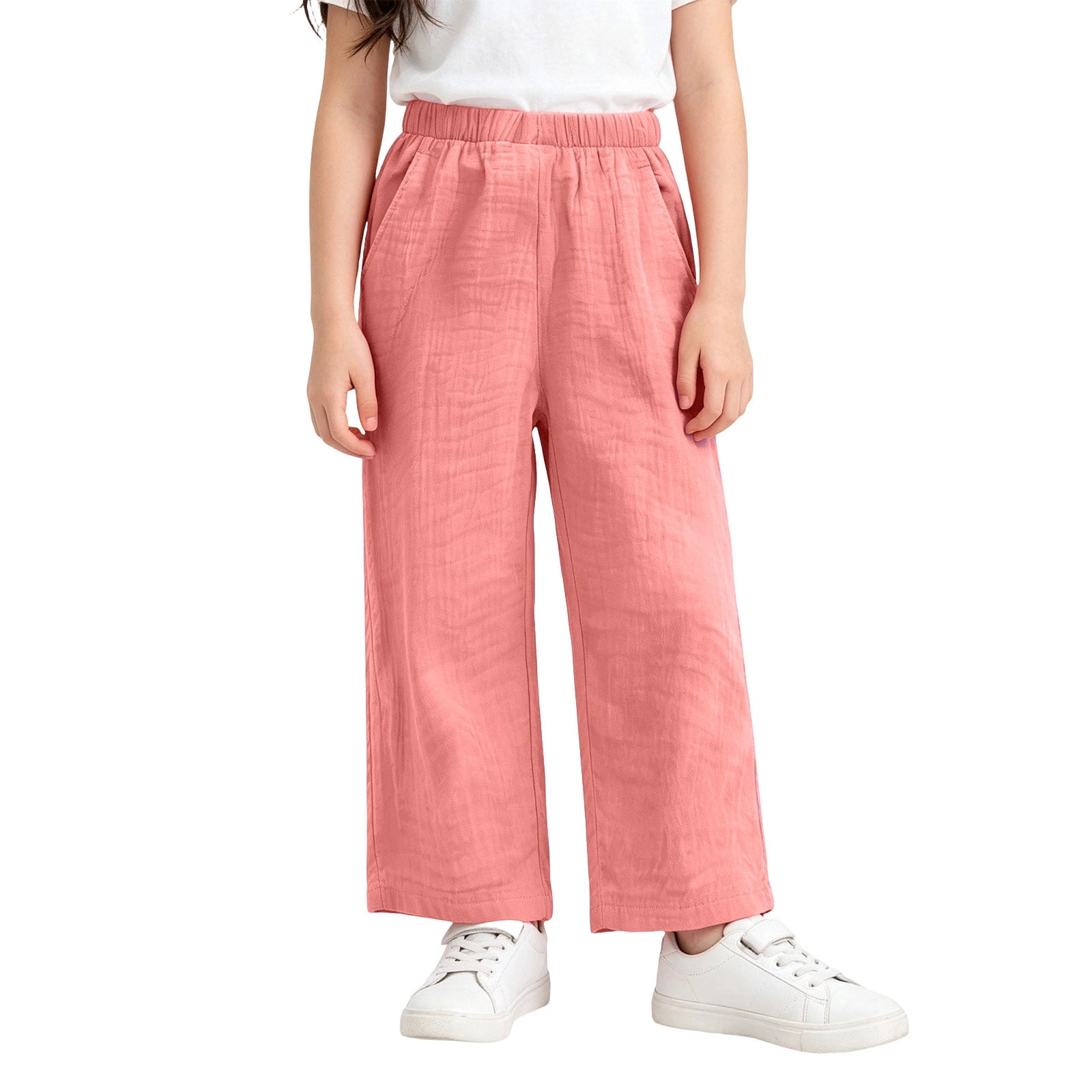 Afdoent Girls Pants Kids Boys And Girls Long Pants Baggy Elastic Waist ...