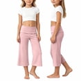 Afdoent Girls Pants Solid Color Wide Leg Yoga Pants Loose Casual ...