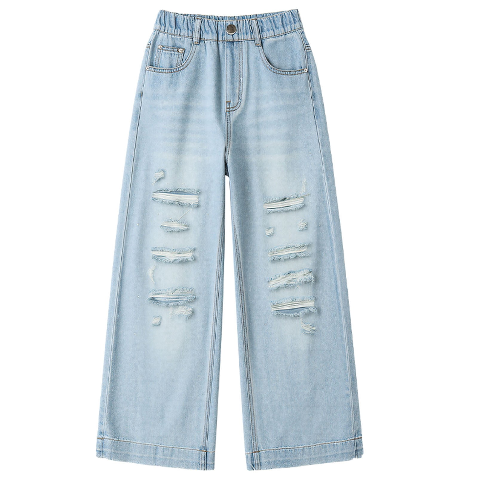 Afdoent Girls Pants Style Girls Wide Leg Denim Pants For Distressed ...