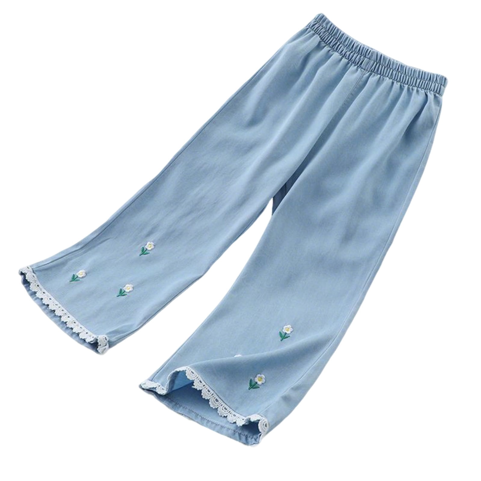 Afdoent Girls Pants Summer Lightweight Ice Silk Denim Like Casual ...