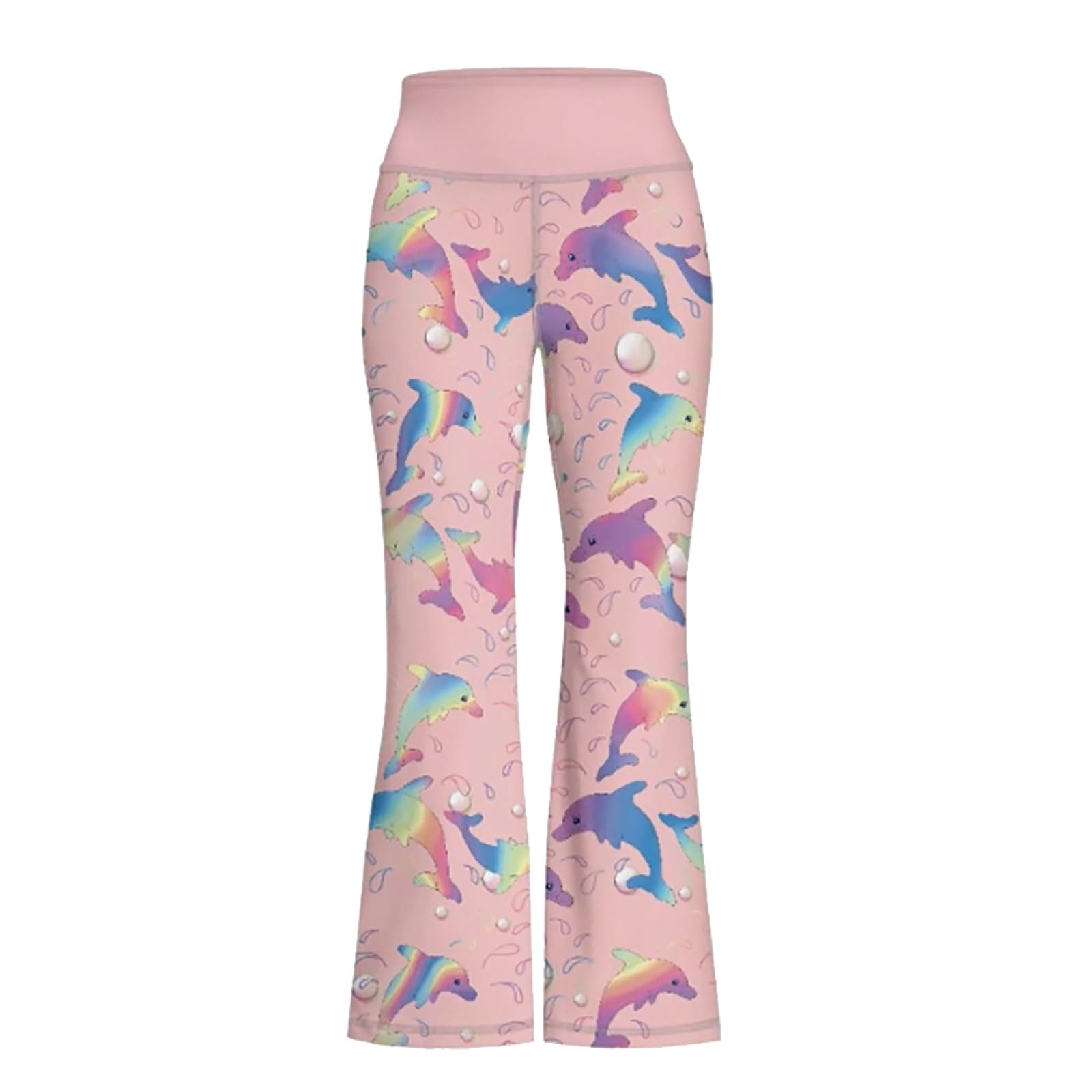 Afdoent Girls Pants Wide Leg Casual Sporty Long Trousers Printed Flared ...