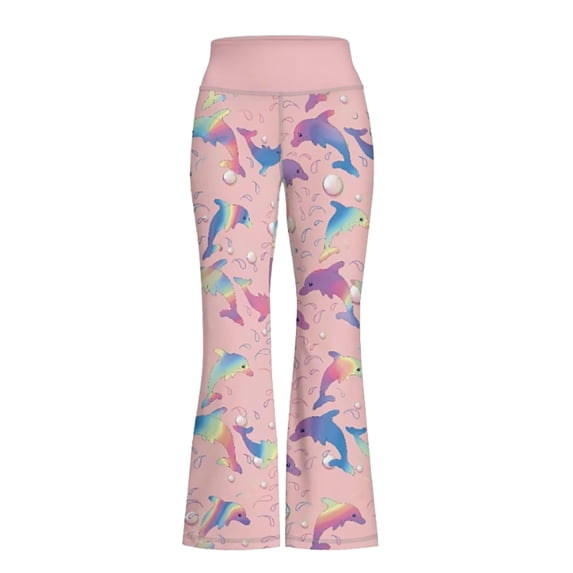 Afdoent Girls Pants Wide Leg Casual Sporty Long Trousers Printed Flared ...