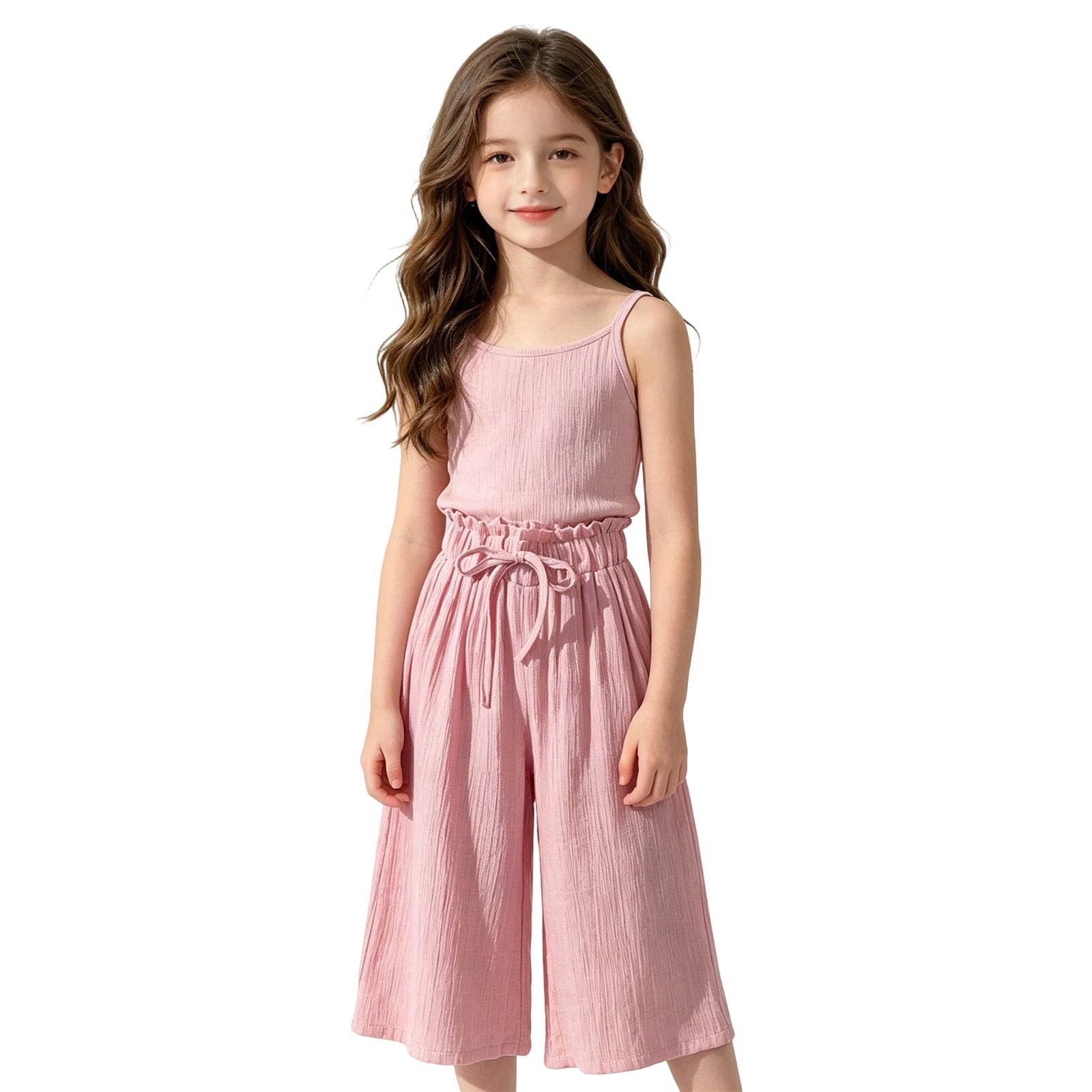 Afdoent Girls Pants Wide Leg Summer Breathable Casual Kids Pants Candy ...
