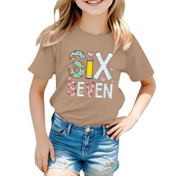 Afdoent Girls Short Sleeve Graphic Tee With Crew Neck Cute Printed ...