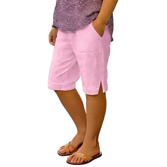 Afdoent Girls Shorts Linen Shorts Summer Preppy Knee Length Casual Boys ...
