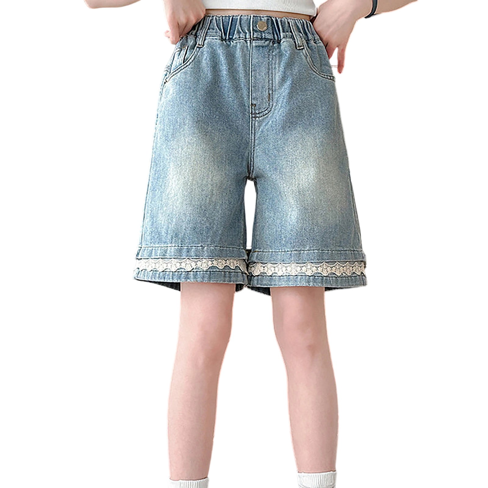 Afdoent Girls Shorts Summer High Waist Denim Shorts Casual Loose Fit ...