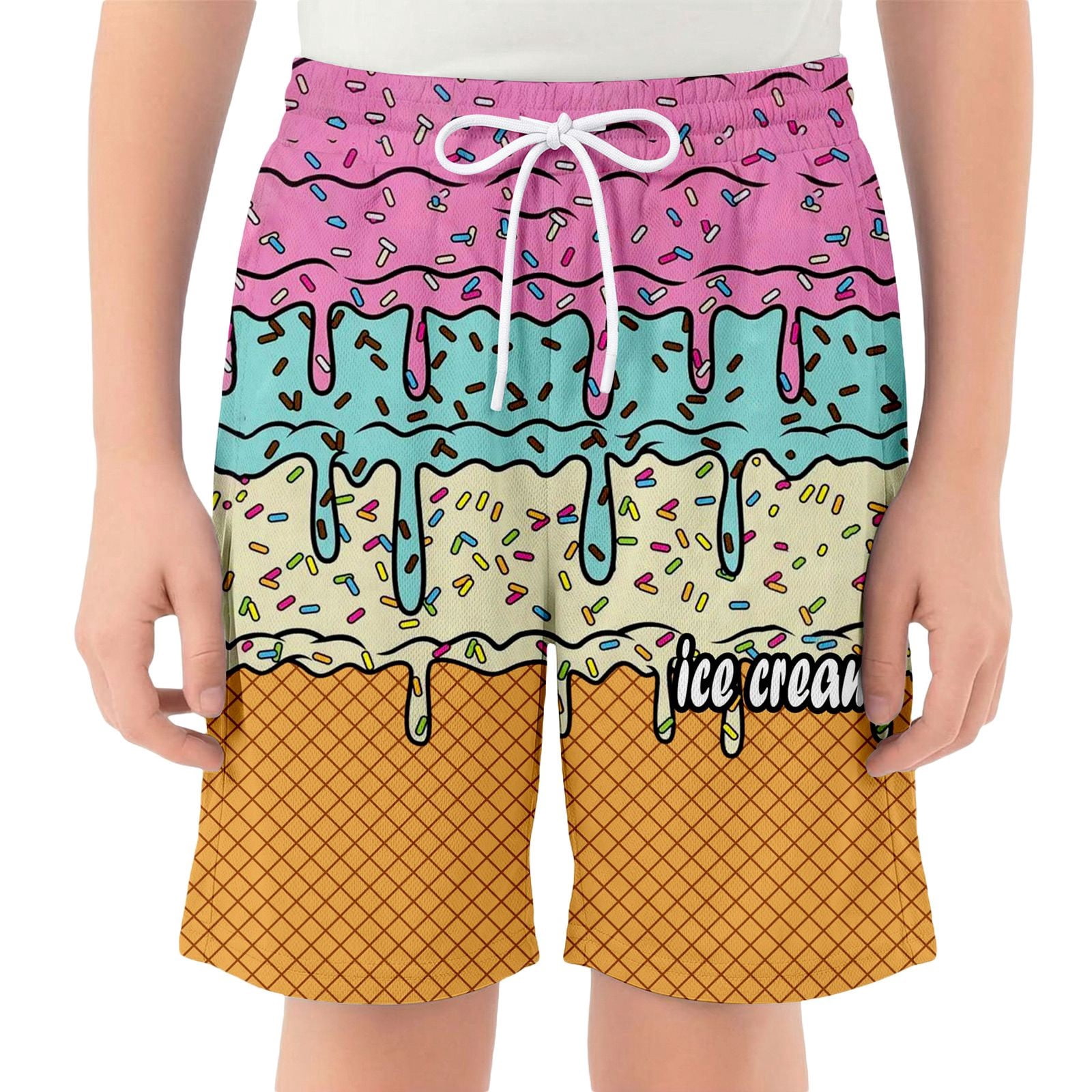 Afdoent Girls Shorts Summer Ice Print Casual Shorts With Pockets ...