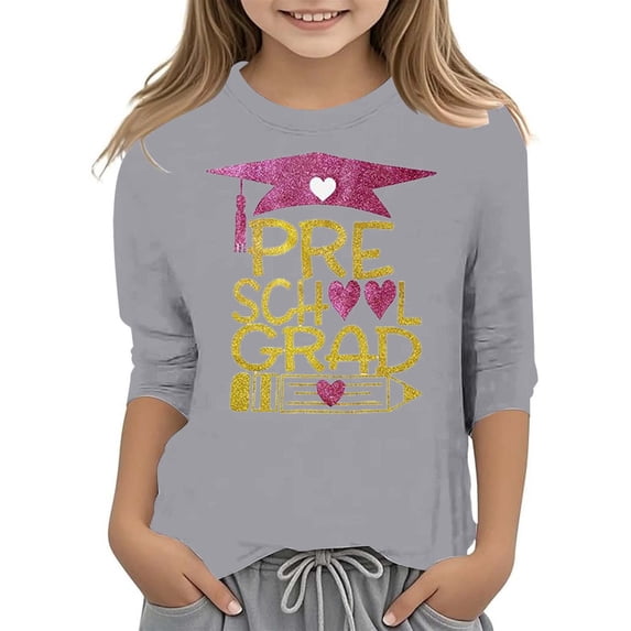 Afdoent Girls T-Shirts Children's Last Day Of School 3/4 Sleeve T Shirt ...