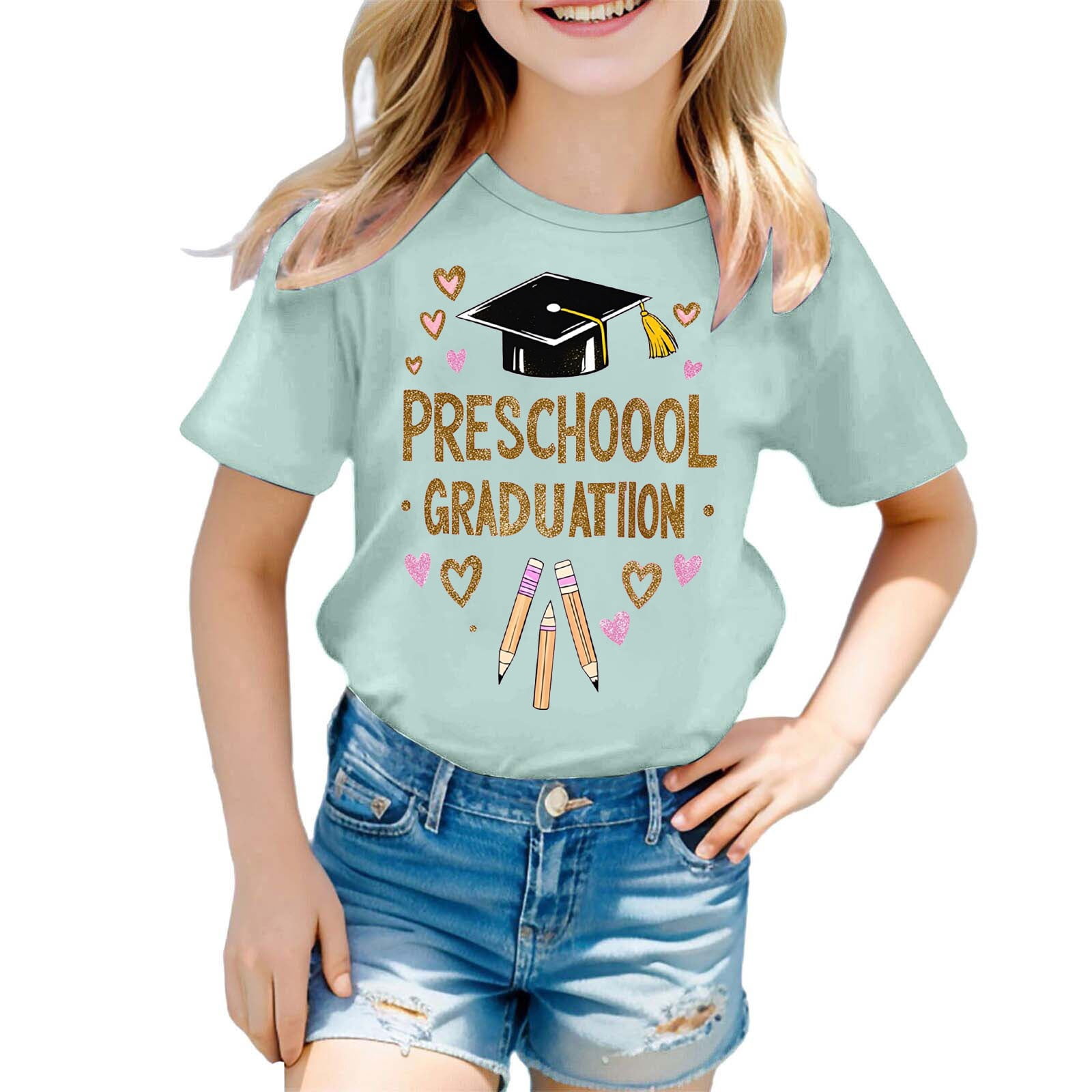 Afdoent Girls T-Shirts Last Day Of School Short Sleeve T Shirt Cute ...