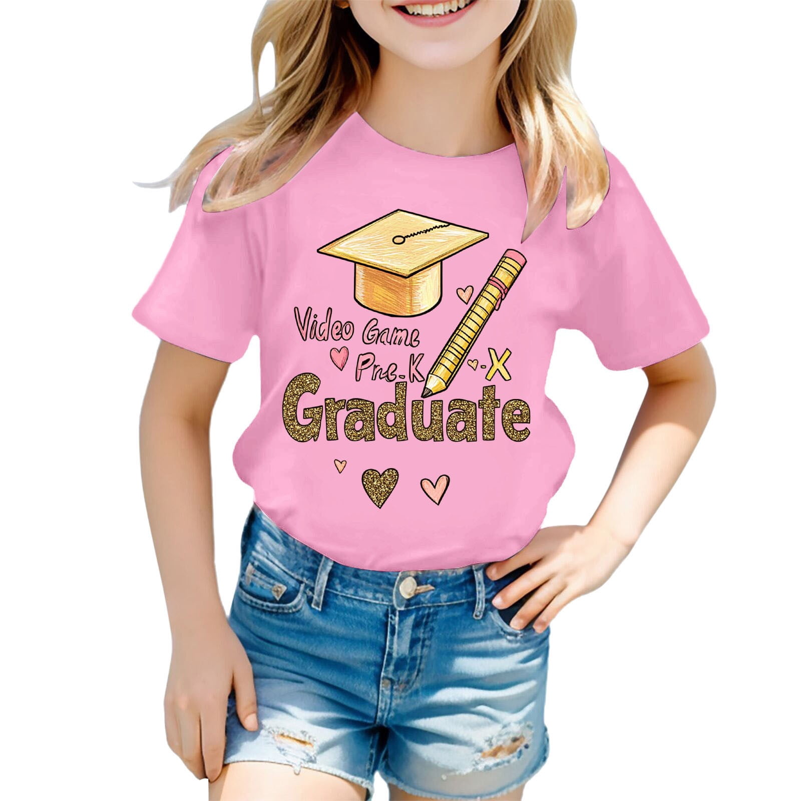 Afdoent Girls T-Shirts Last Day Of School Short Sleeve T Shirt Cute ...
