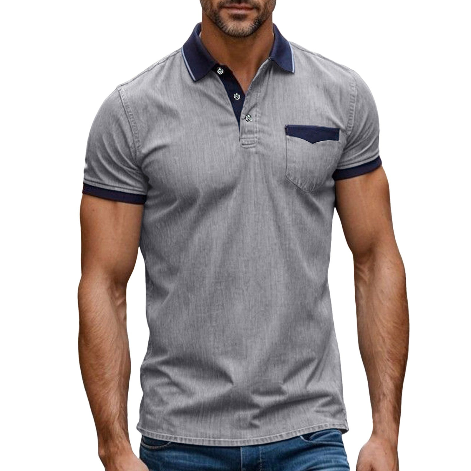 Afdoent Golf Polo Shirts For Men Solid Color Spring Summer Hollow Hole ...