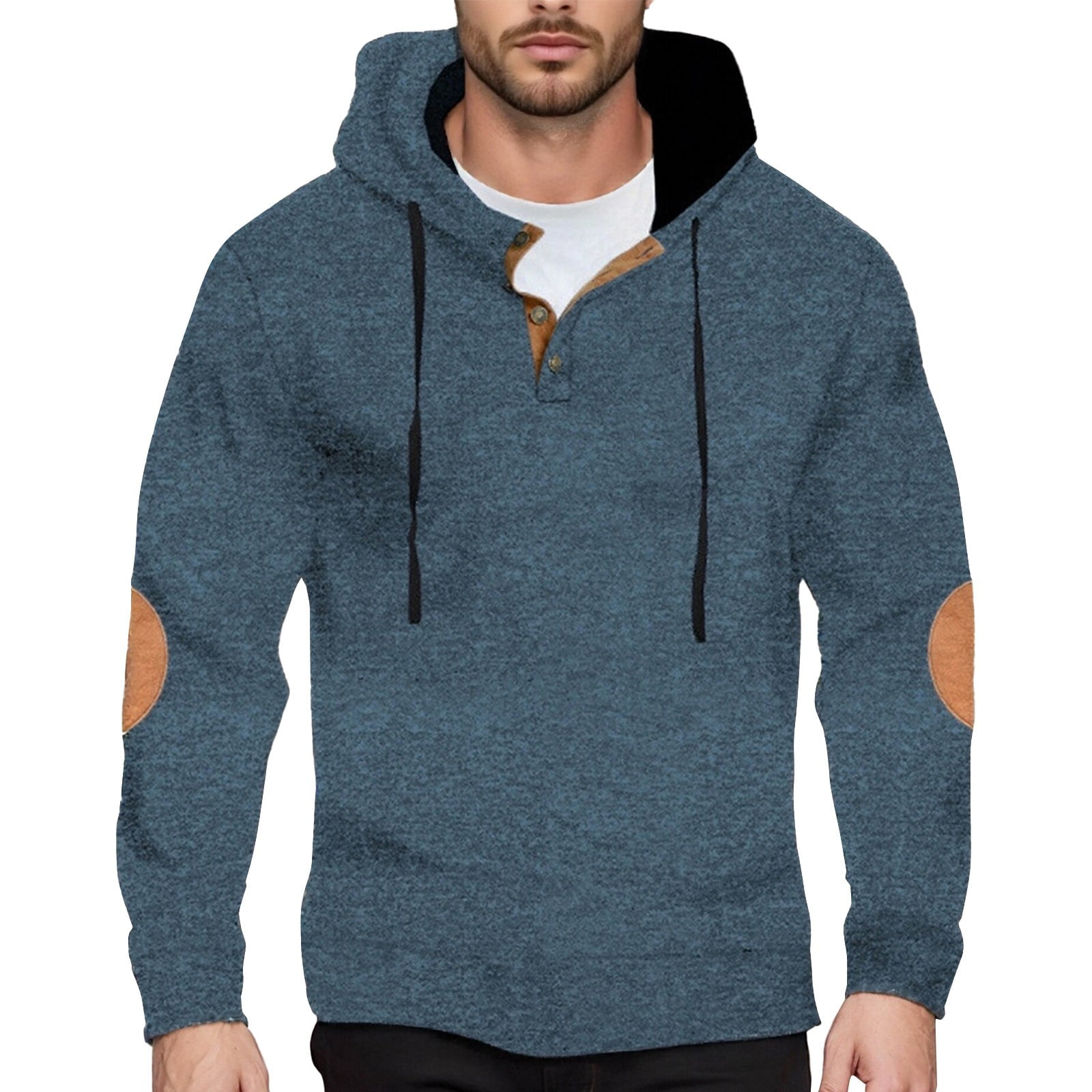 Afdoent Hoodies For Men Stand Collar Sweatshirt Casual Knit Joint ...