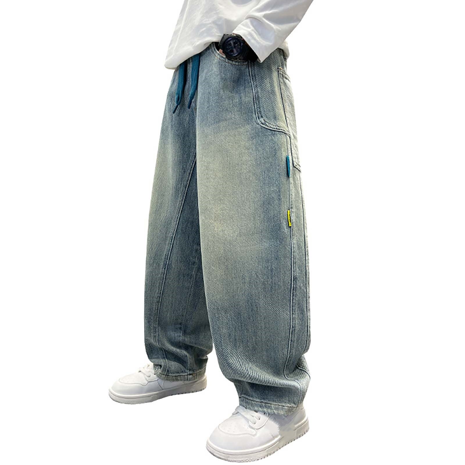 Afdoent Jeans For Boys Loose Fit Wide Leg Pants Straight Leg Trousers ...
