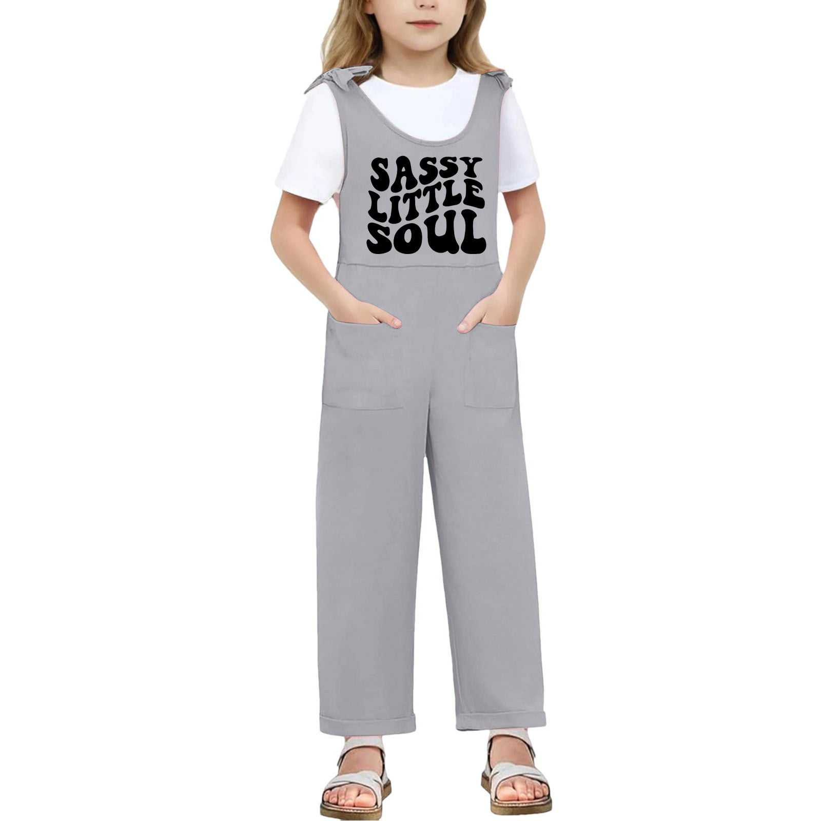 Afdoent Kids Jumpsuits For Boys Girls Children Sleeveles Bow Shoulder ...