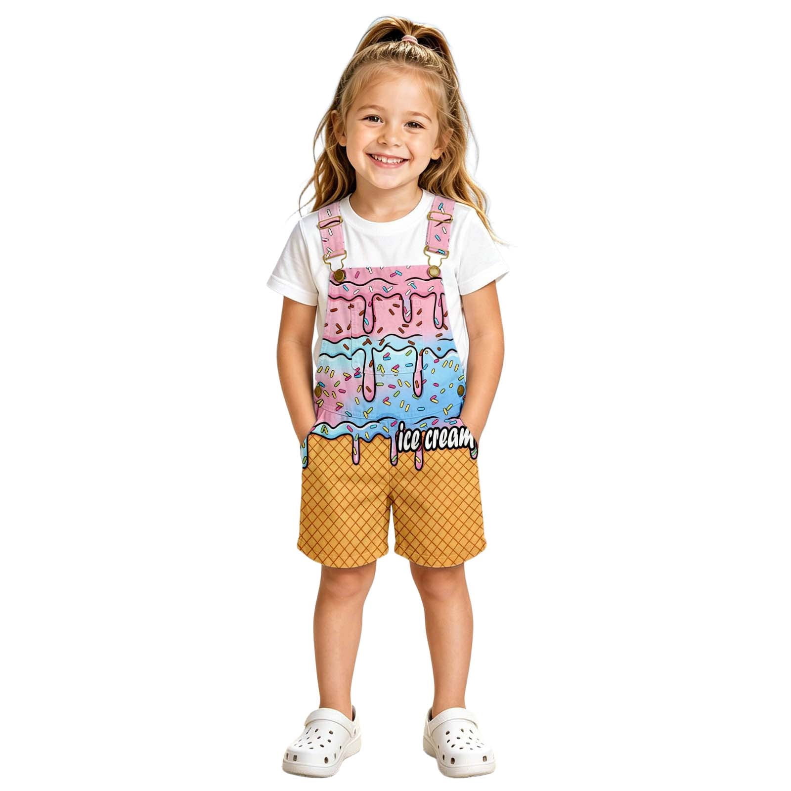 Afdoent Kids Overalls Boys And Girls Ice Print Overalls Shorts For Kids ...