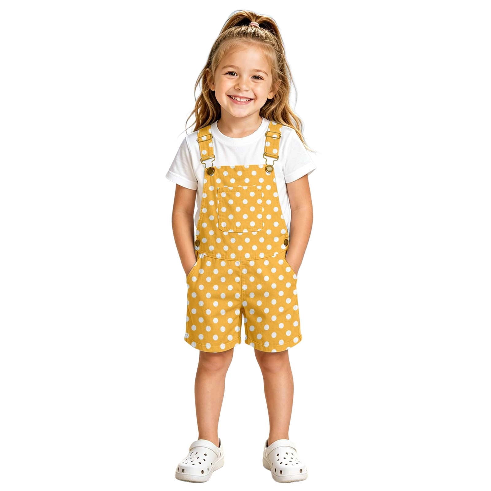 Afdoent Kids Overalls Boys And Girls Adorable Polka Overalls Shorts For ...
