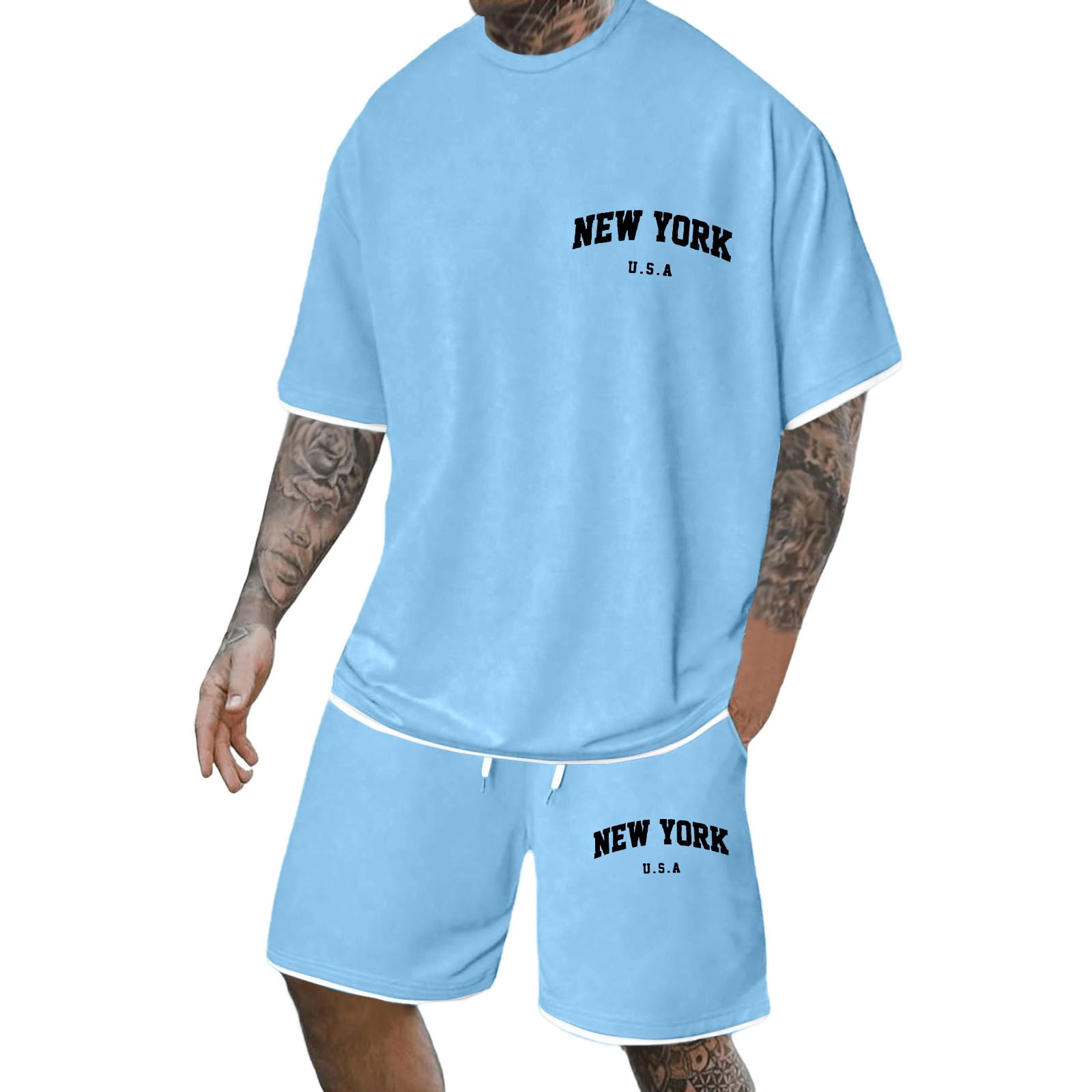Afdoent Men's 2 Piece Short Set For Casual Outings Stylish Two Piece ...