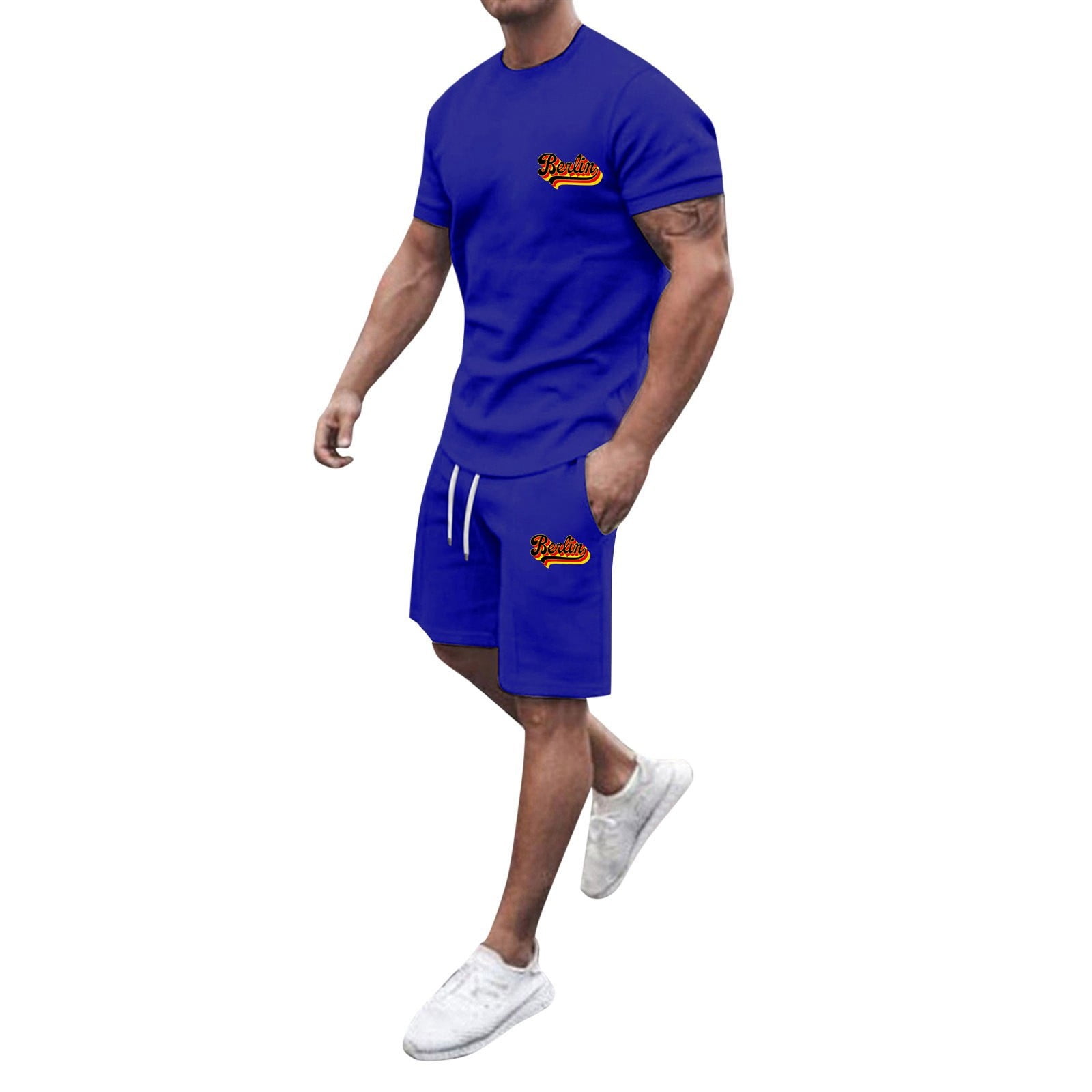 Afdoent Men's 2 Piece Short Set Comfortable Short Sleeve T Shirt And ...