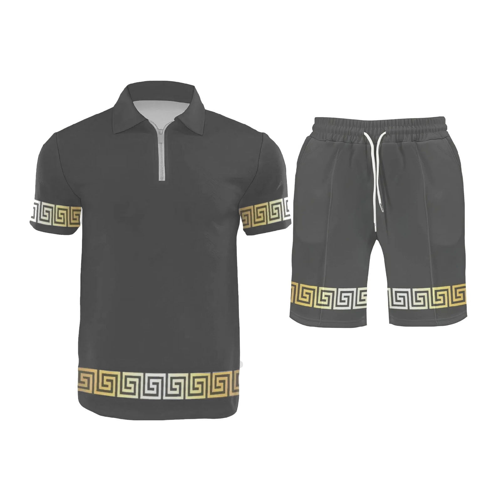 Afdoent Men's 2 Piece Short Set Mens 3D Short Sleeve Suit Shorts Beach ...