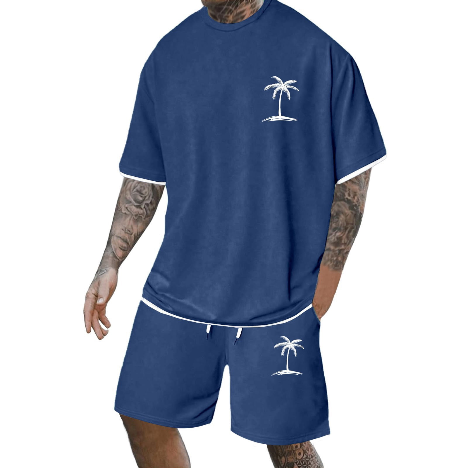 Afdoent Men's 2 Piece Short Set Mens Summer Sports Casual Set Men Short ...