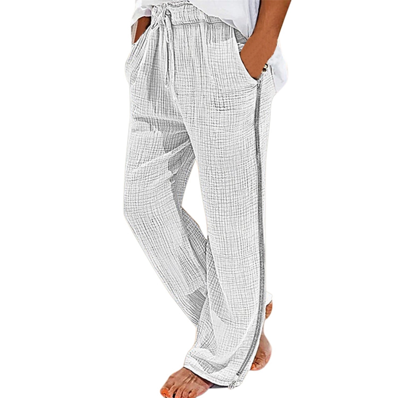 Afdoent Men's Casual Pants Men’S Solid Color Casual Pocket Side Zipper ...