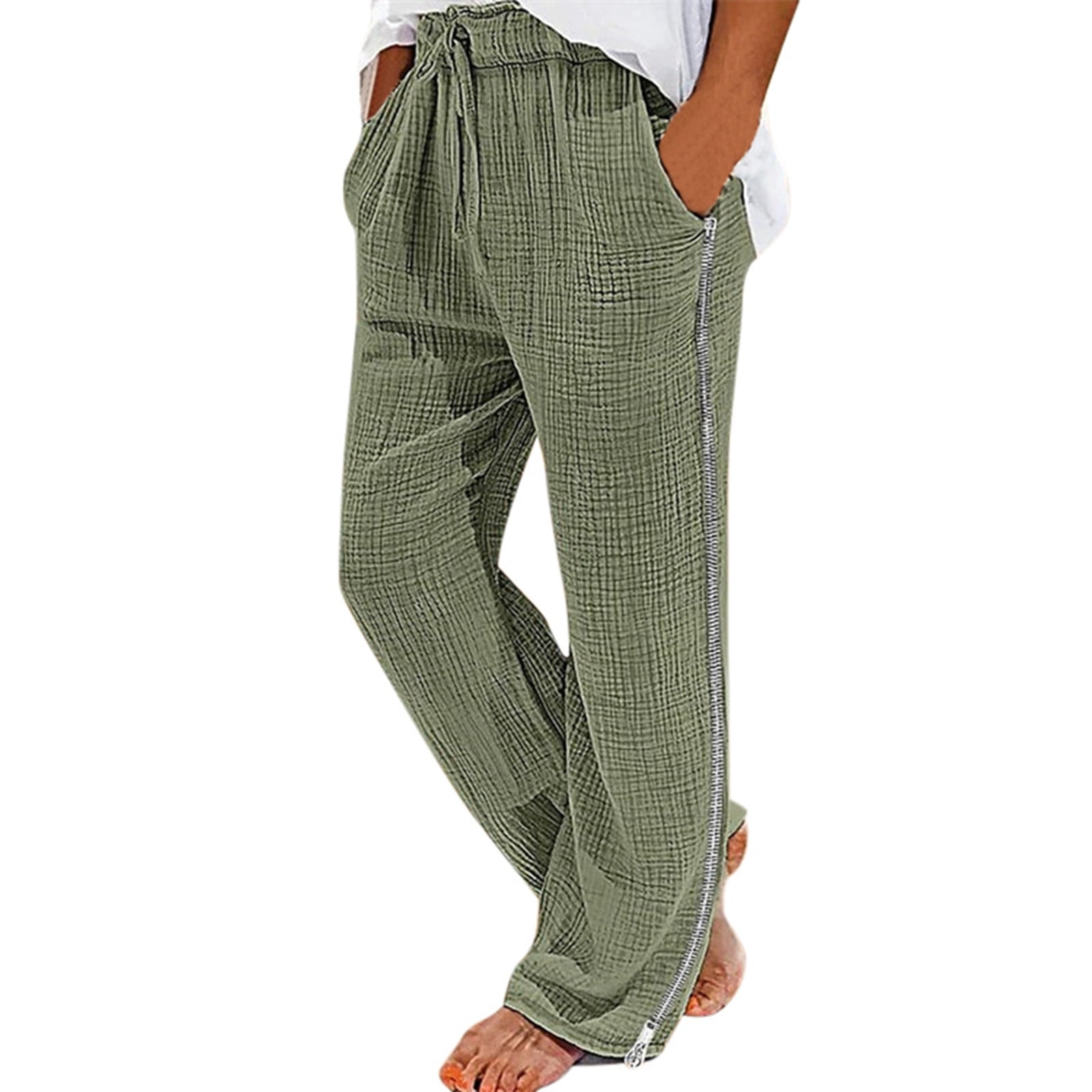 Afdoent Men's Casual Pants Men’S Solid Color Casual Pocket Side Zipper ...