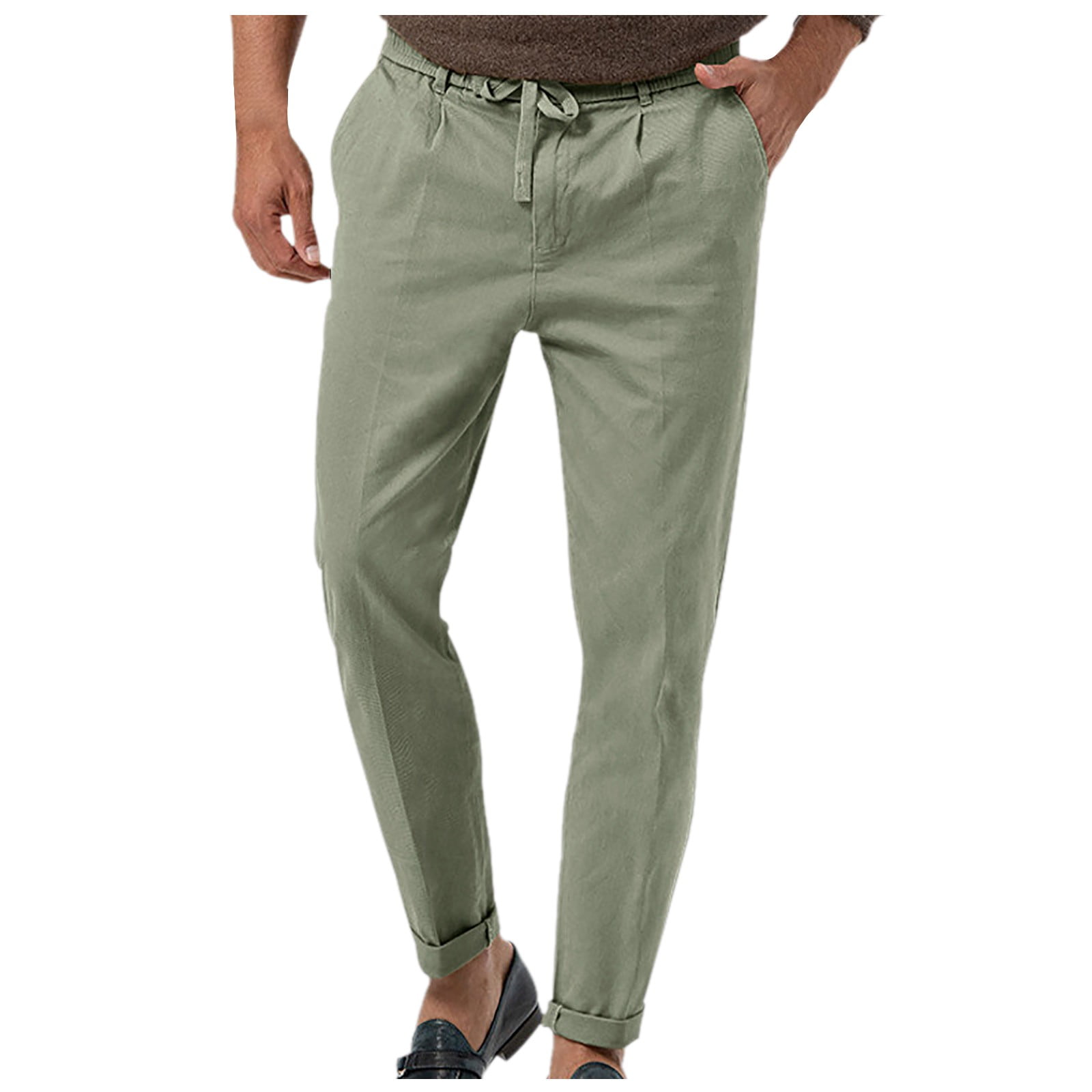 Afdoent Men's Casual Pants Men Solid Color Casual Loose Button Up Pants ...