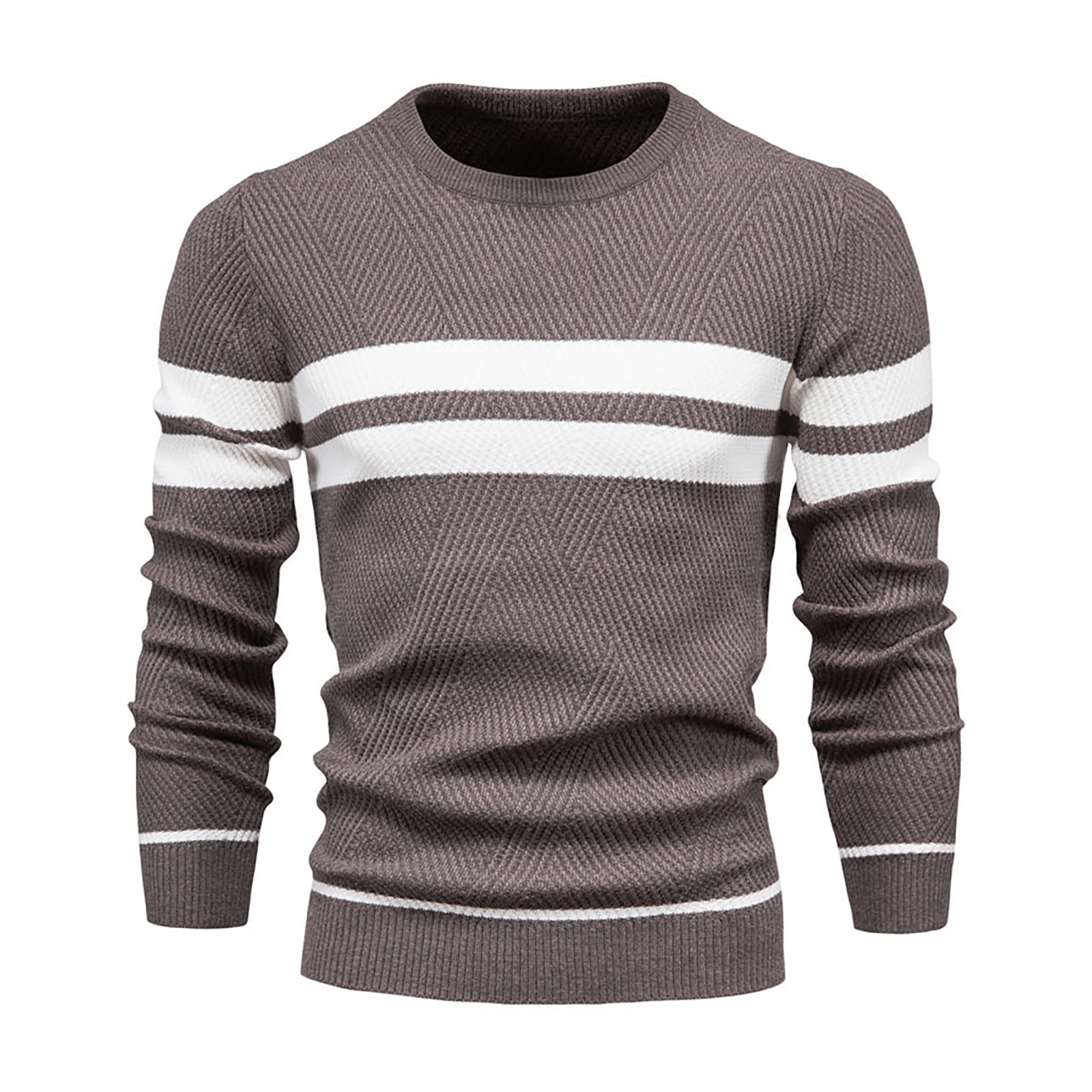 Afdoent Men's Crewneck Pullover Sweater Autumn Color Block Comfort ...