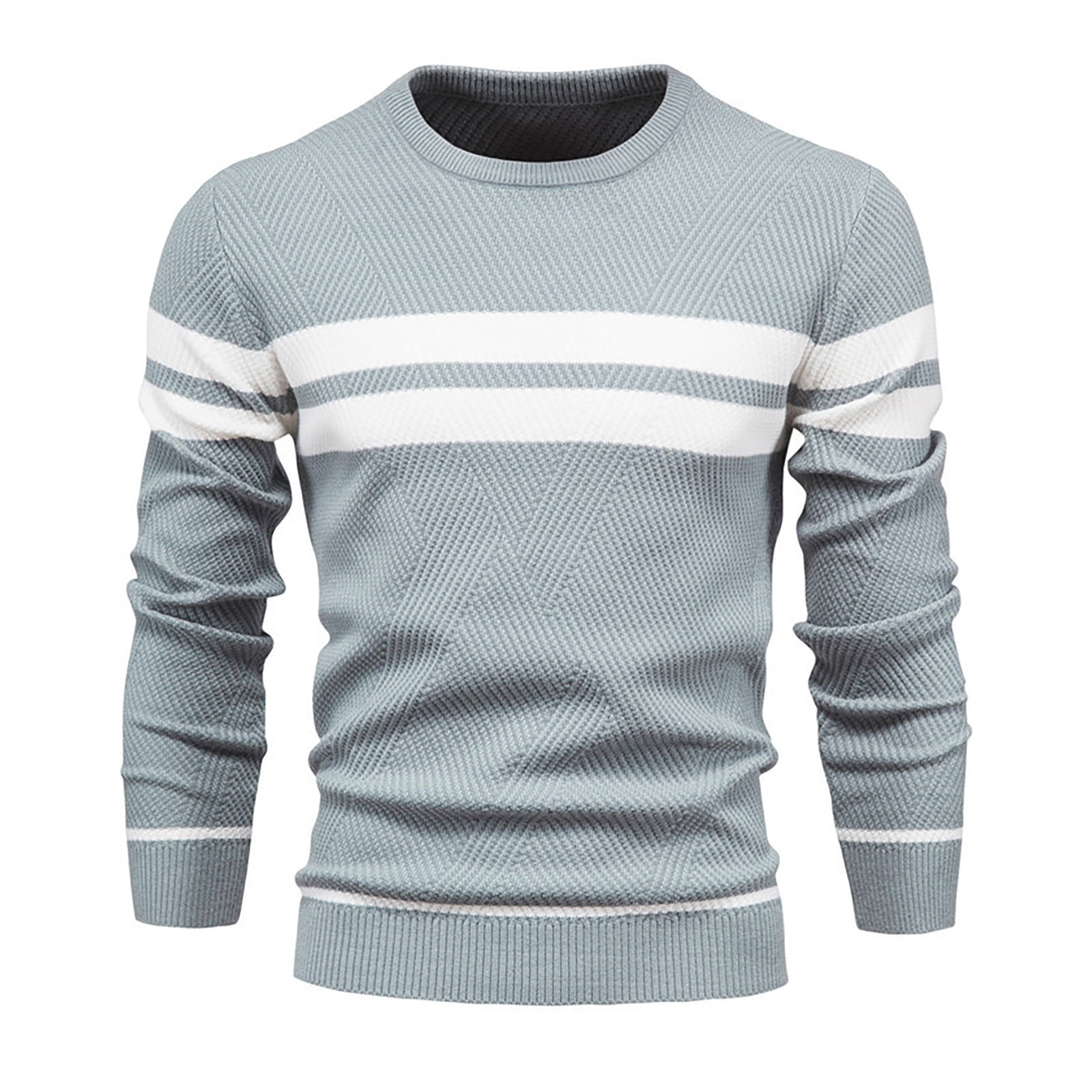 Afdoent Men's Crewneck Pullover Sweater Autumn Color Block Comfort ...
