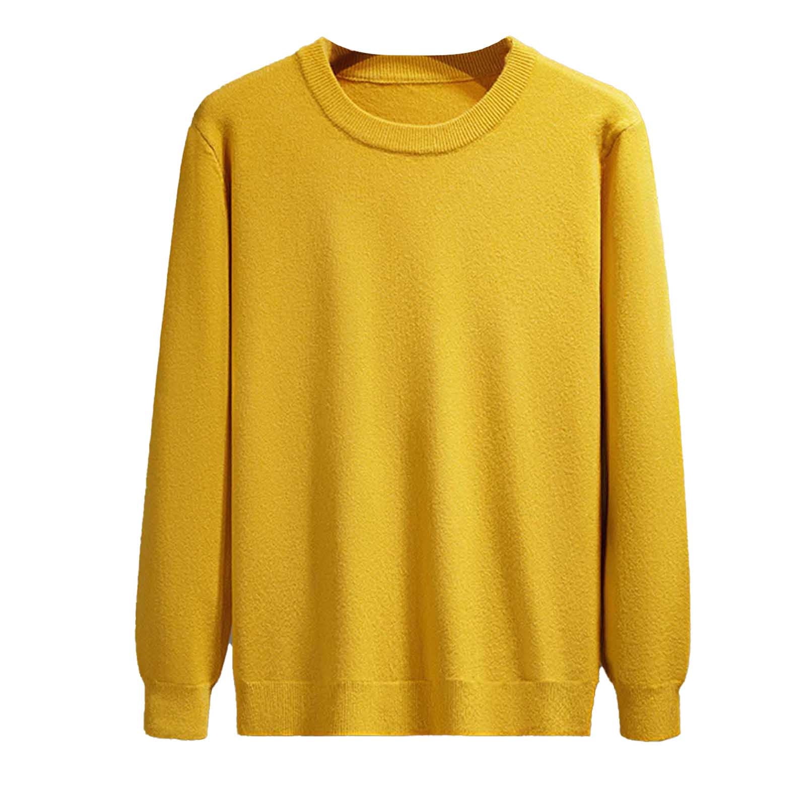 Afdoent Men's Crewneck Sweater Winter Long Sleeve Solid Color Fashion ...