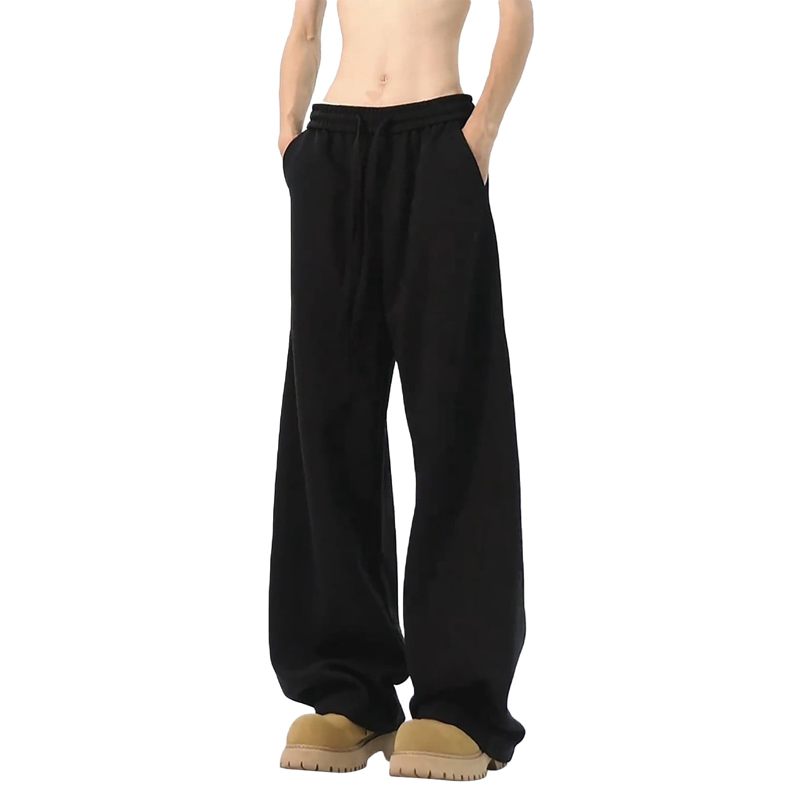 Afdoent Men's Pants Loose Fit Long Drawstring Trousers For Daily Wear ...