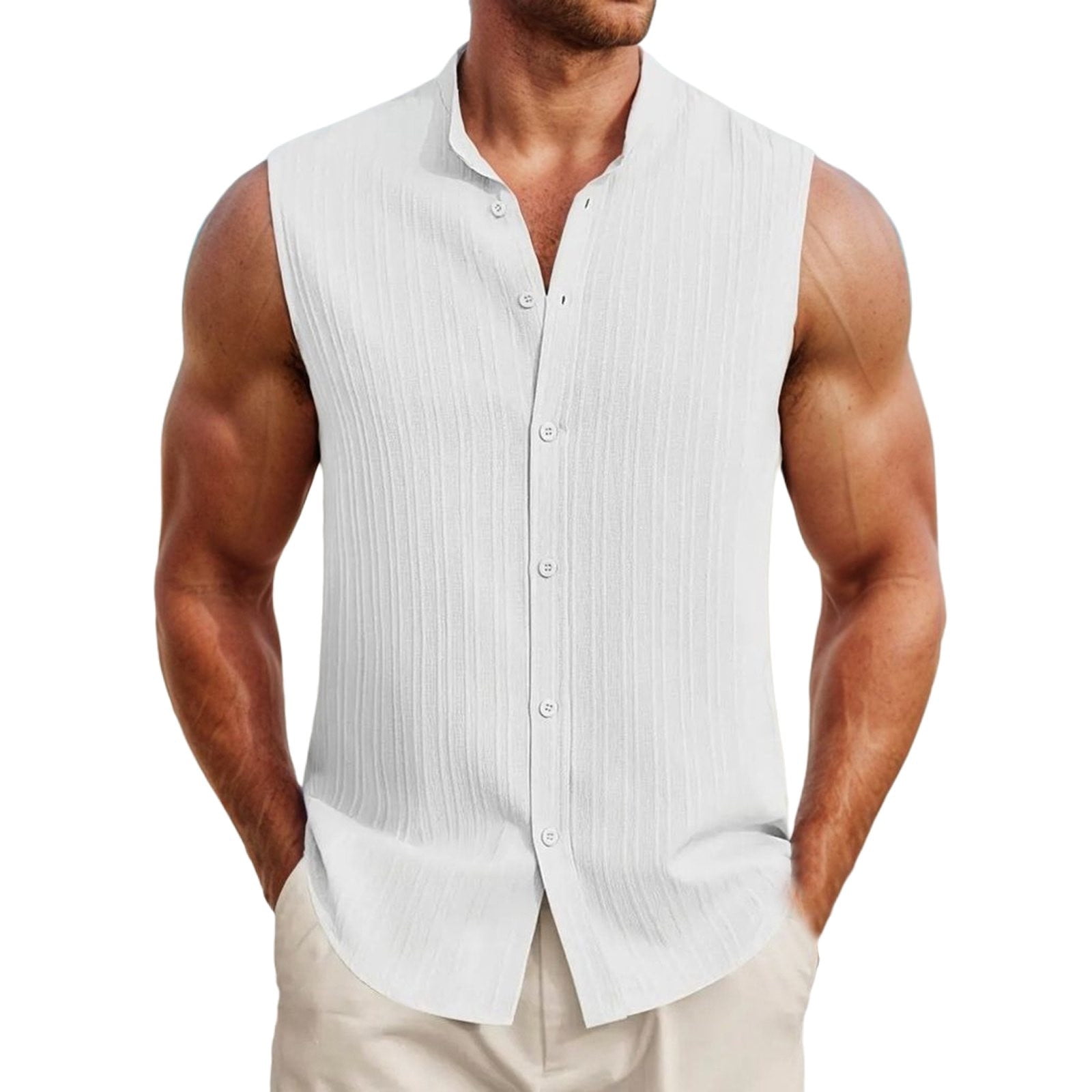 Afdoent Men's Shirts Male Sleeveless Shirts For Daily Wear Sports And ...