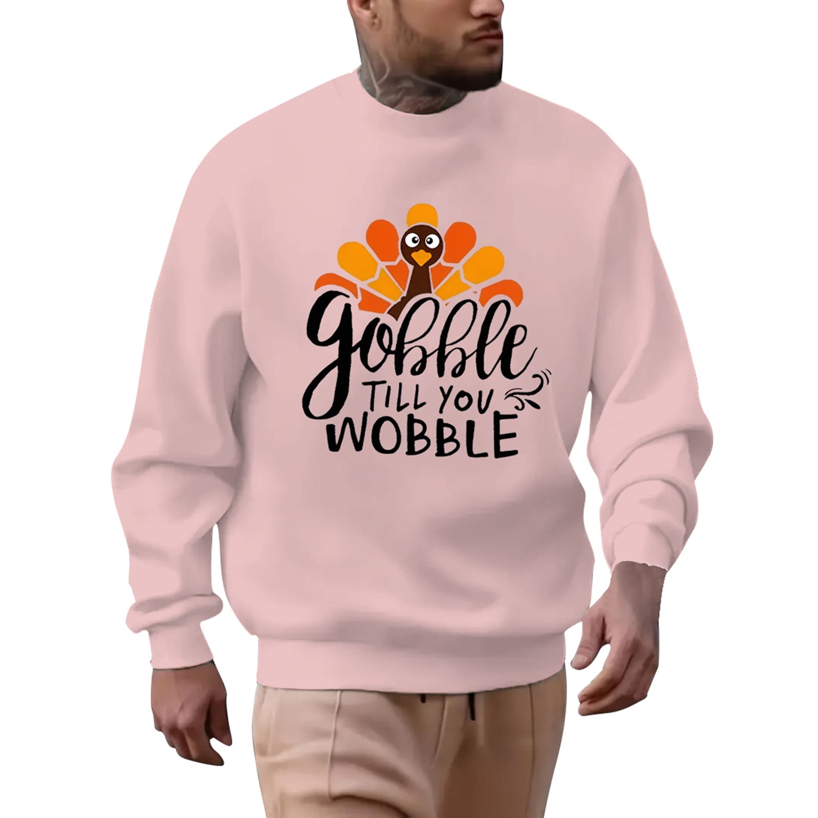 Afdoent Men's Sweatshirts Mens Thanksgiving Turkey Fall Plus Size ...