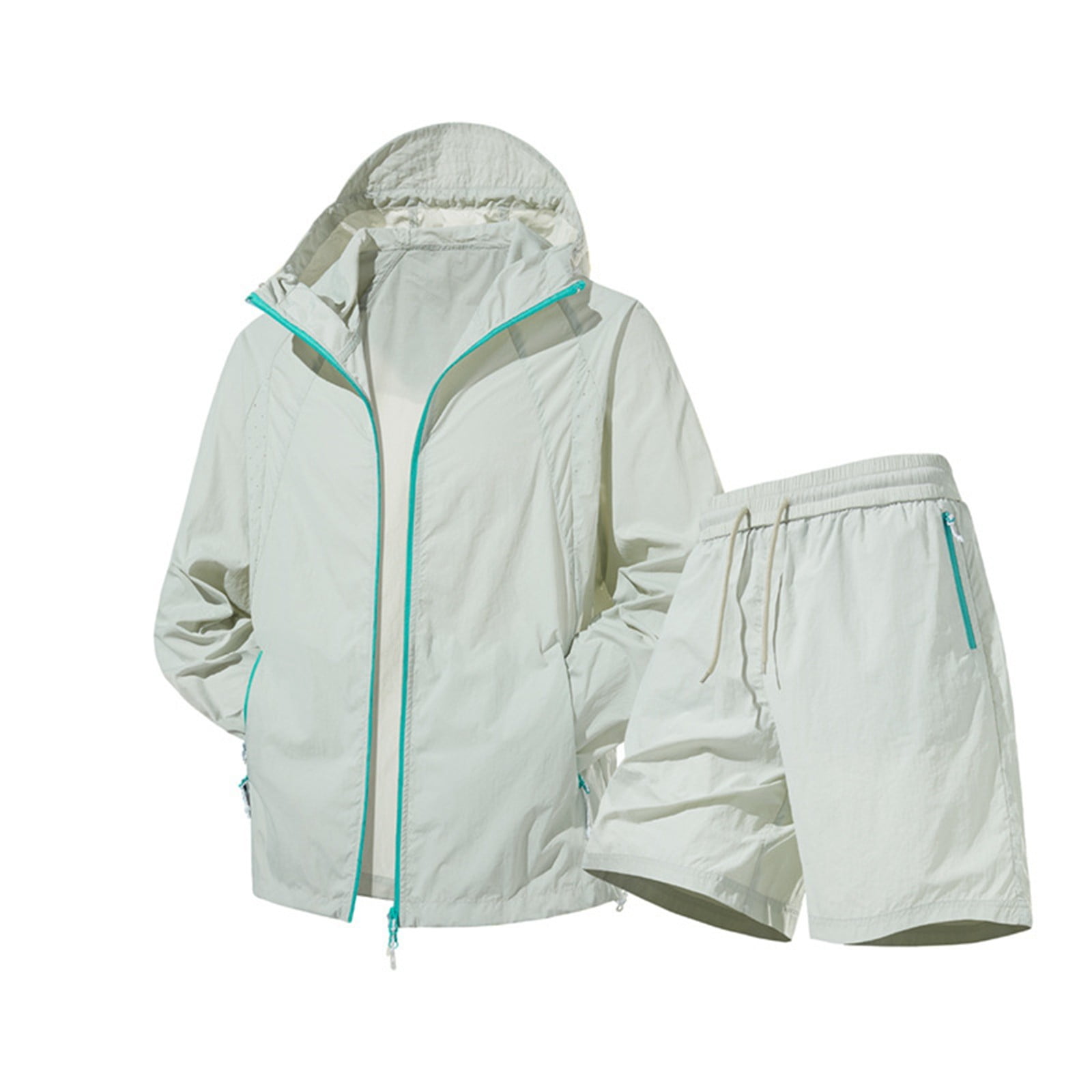 Afdoent Mens 2 Piece Sets Men's Outdoor Suit With Hood Summer ...