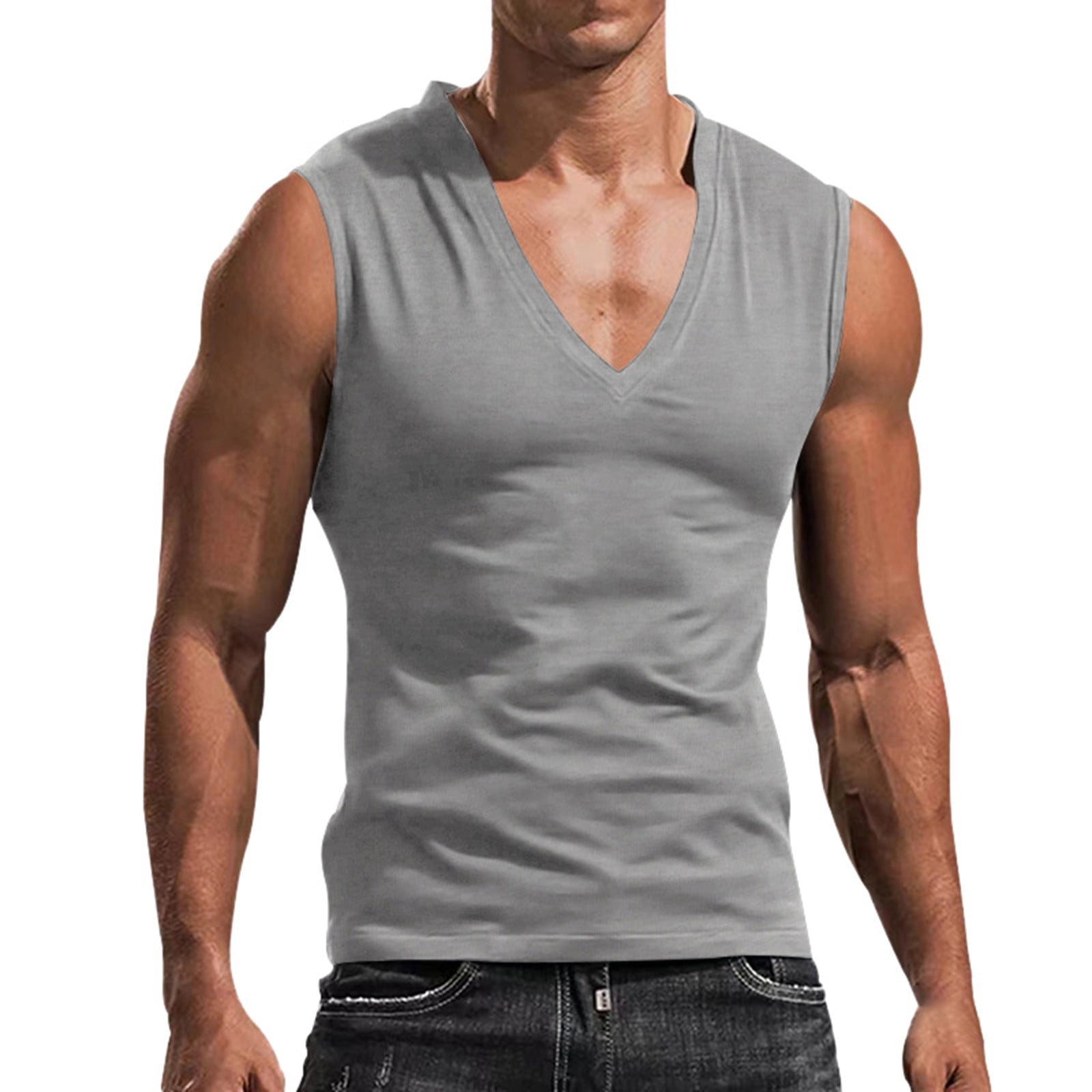 Afdoent Mens Casual Tank Tops Men's V Neck Tank Top Lightweight ...