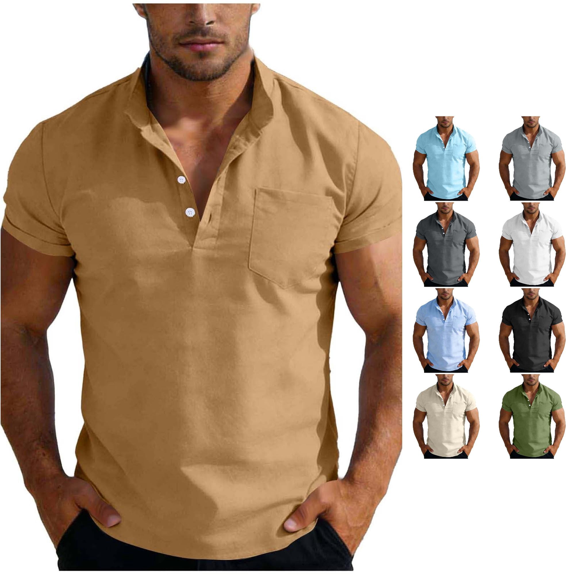 Afdoent Mens Polo Shirts Fashion Casual Short Sleeve Shirt Business ...