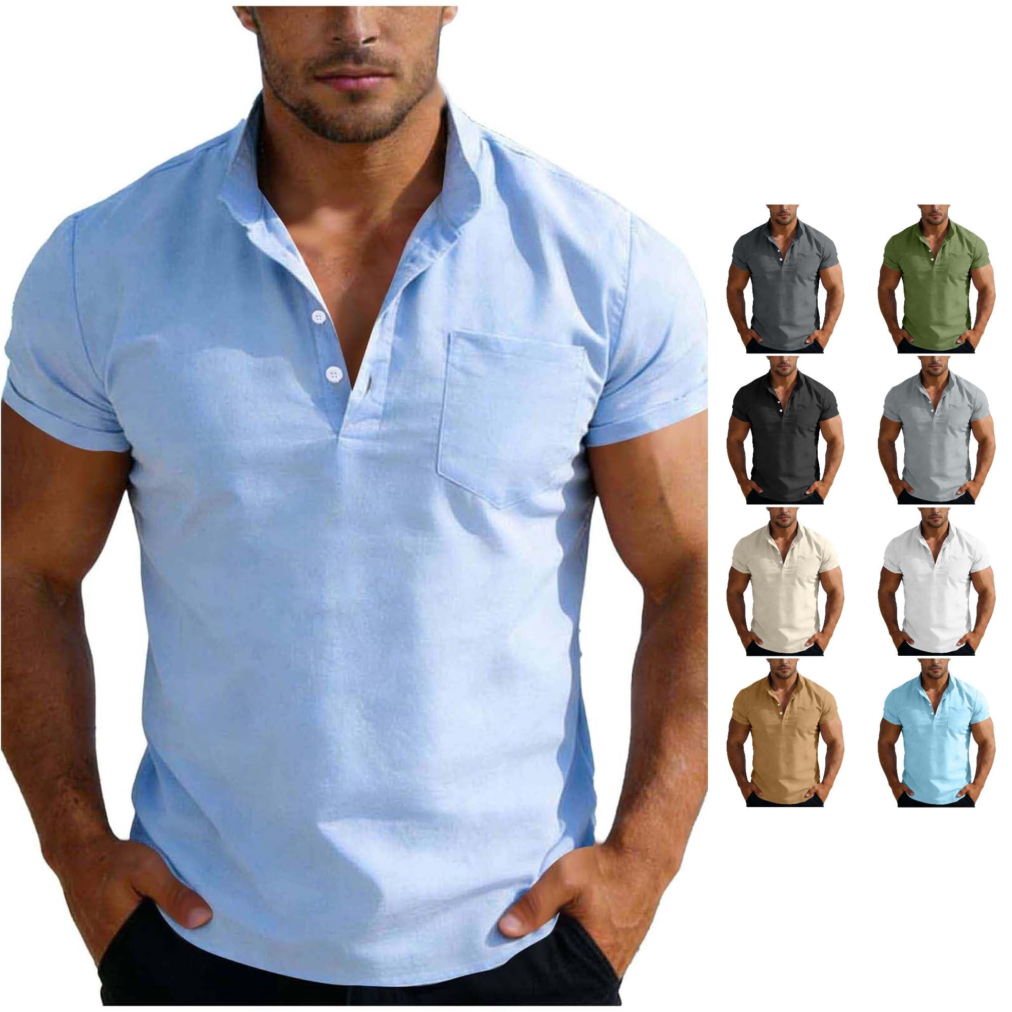 Afdoent Mens Polo Shirts Fashion Casual Short Sleeve Shirt Business ...