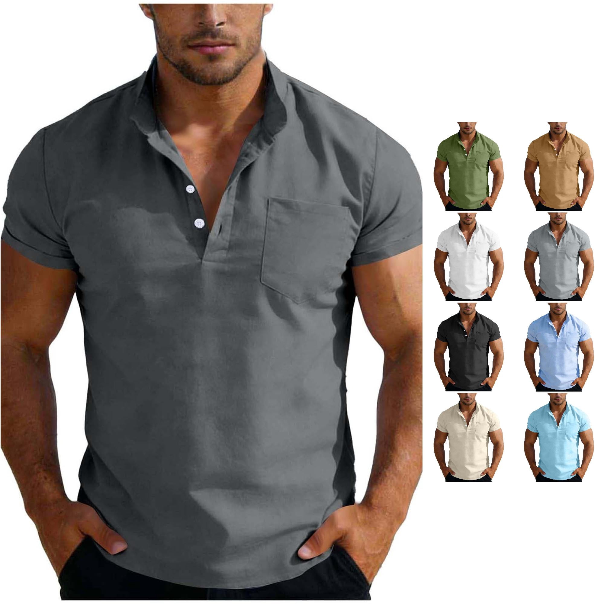 Afdoent Mens Polo Shirts Fashion Casual Short Sleeve Shirt Business ...