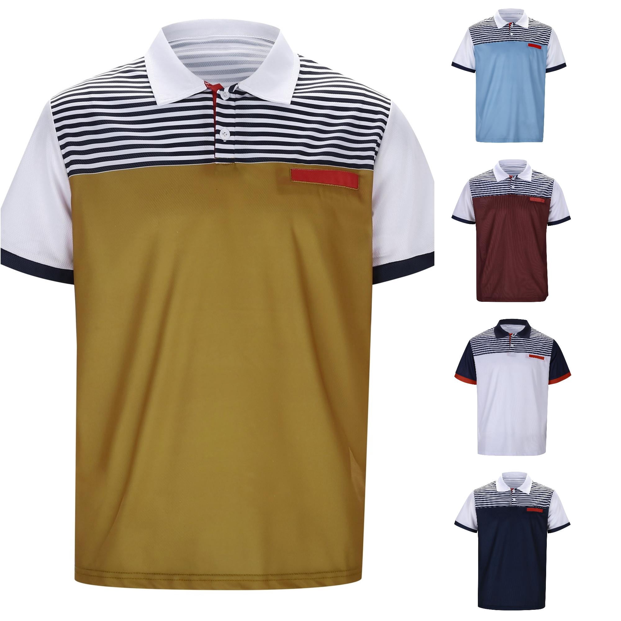 Afdoent Mens Polo Shirts Men Lapel Short Sleeve Regular Fit Wicking ...