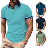 Afdoent Mens Polo Shirts Men's Casual Solid Color Lapel Short Sleeve ...