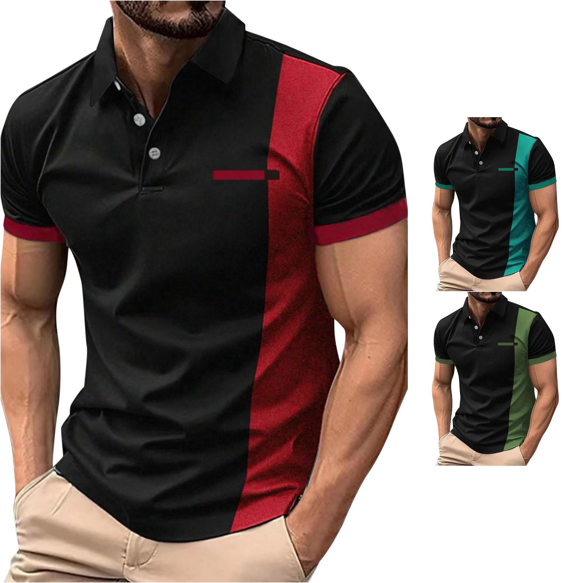 Afdoent Mens Polo Shirts Men's Color Block Leisure Fashion Design ...