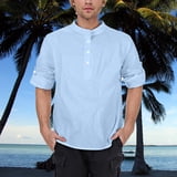 Afdoent Mens Polo Shirts Men's Cotton Linen Long Sleeve Shirt Casual ...