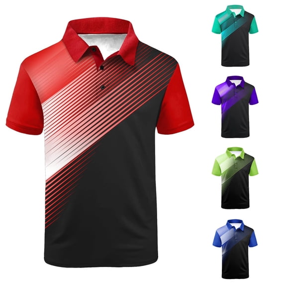 Afdoent Mens Polo Shirts Men's Gradient Print Short Sleeve Shirt For ...